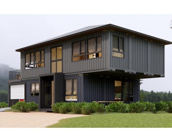2x40' Container Home Plans 2 Bedrooms - 2 Bathrooms - House Floor Plans ...