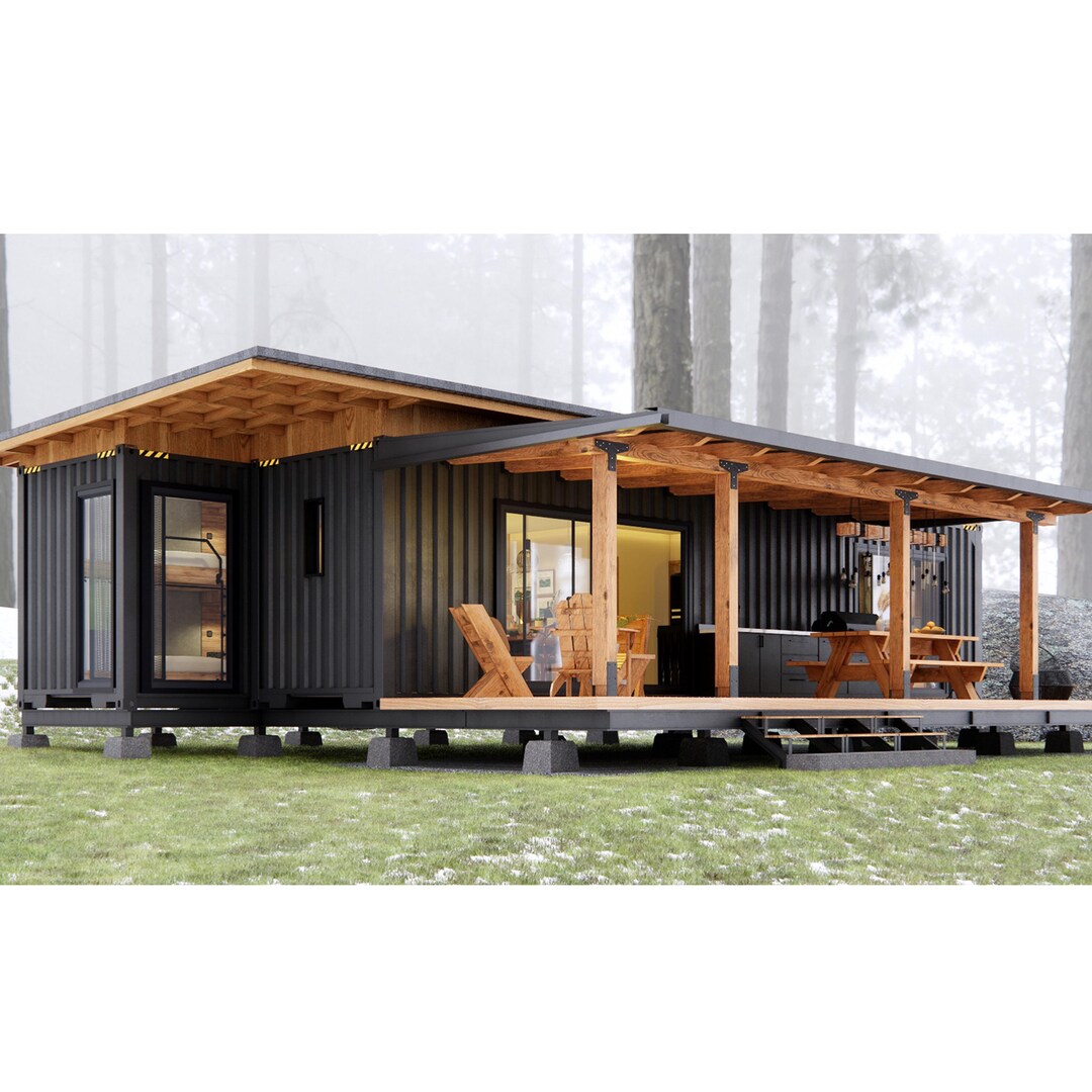 2x40' Container Home Plans 3 Bedrooms -2 Bathrooms- Container House ...