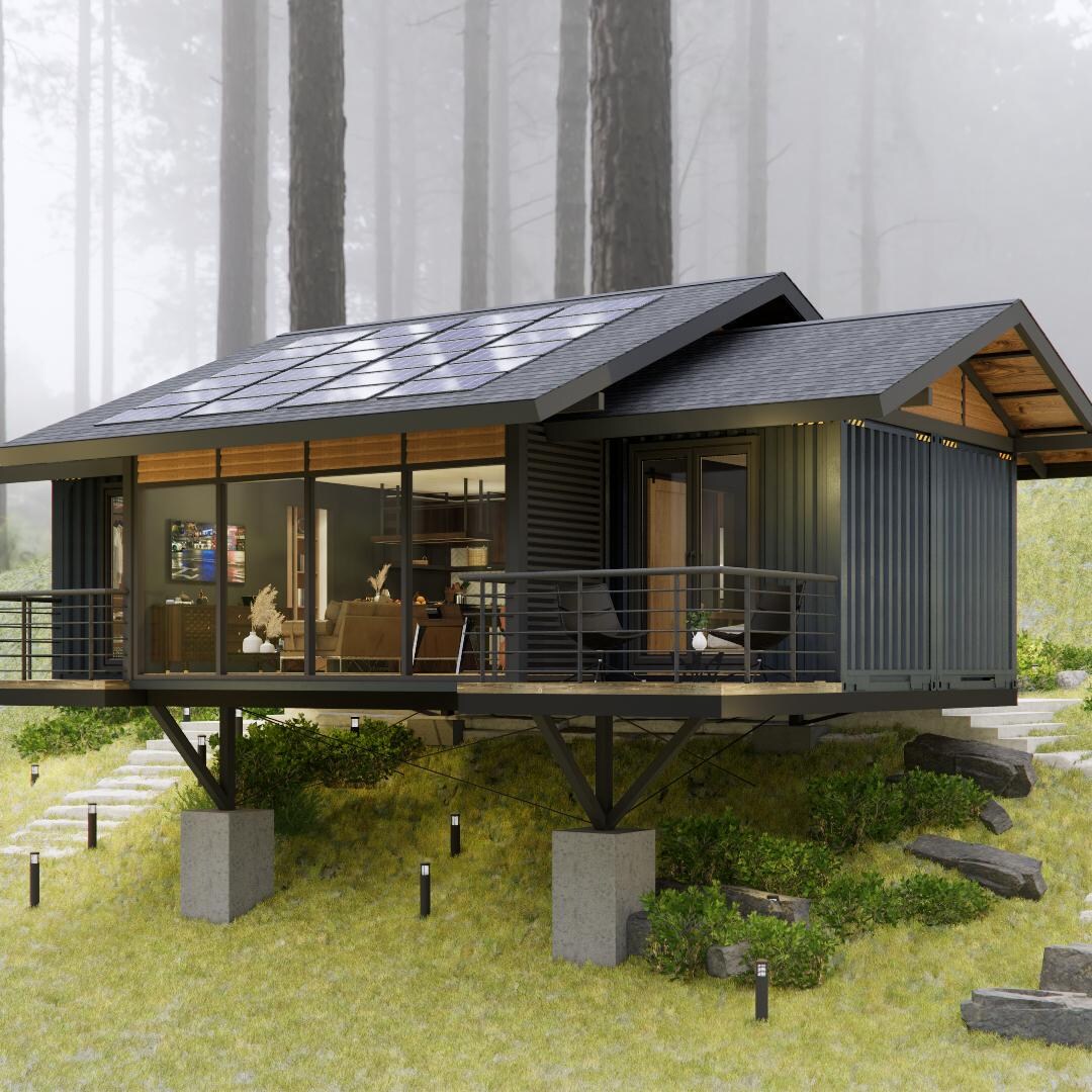 2x40' Container Home Plans 2 Bedrooms -1 Bathroom - House Floor Plans ...
