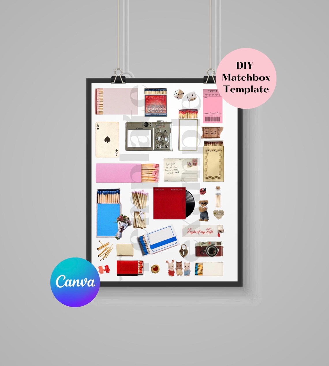 Blank Matchbook Template, Printable Wall Art, Anniversary Printable ...