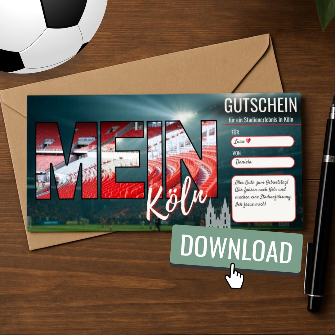 Personalized Stadium Voucher for Cologne as a Download for Football ...