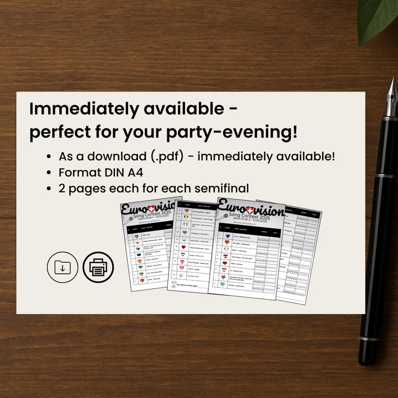 Eurovision Semi-final Score Sheet 2025 – Printable PDF | Eurovision ...