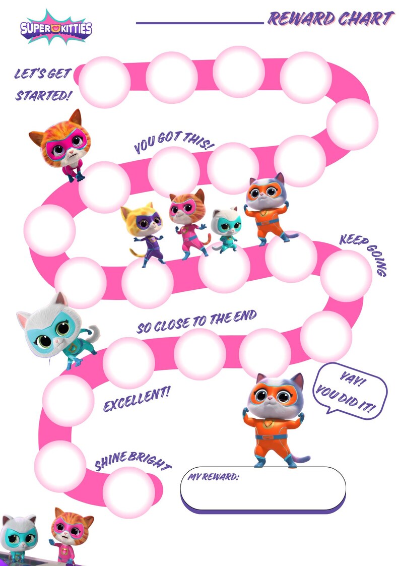 Superkitties Reward Chart | Printable Behavior Chart - Daily Chore ...