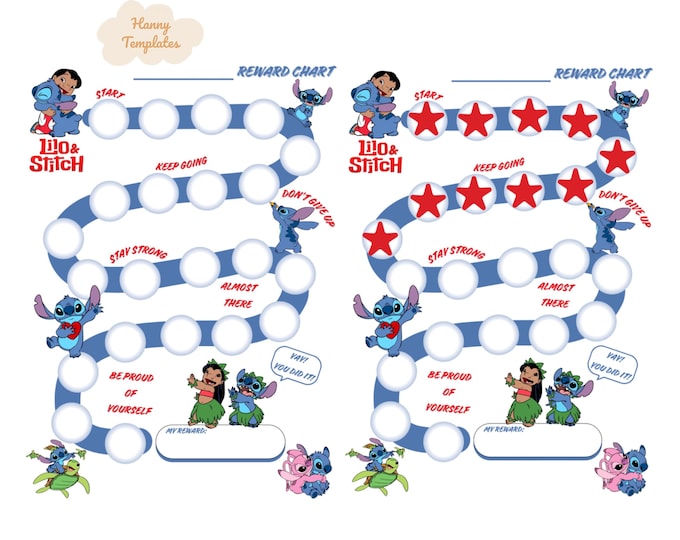 Stitch Reward Chart for Kids, Chore Chart, Behaviour Chart, Digital ...