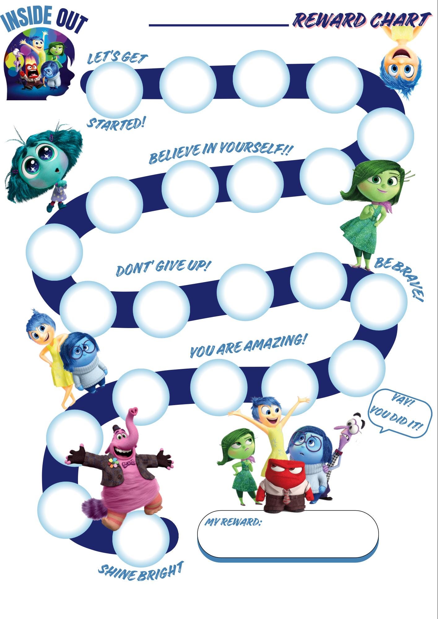 Inside Out Reward Chart | Printable Behavior Chart - Daily Chore Chart ...