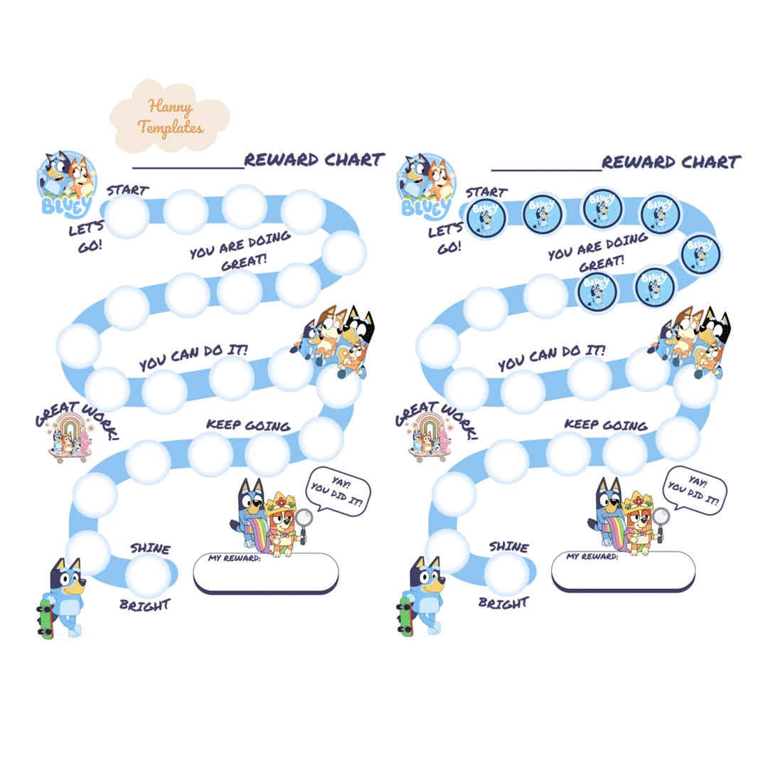Bluey Reward Chart | Printable Behavior Chart - Daily Chore Chart ...