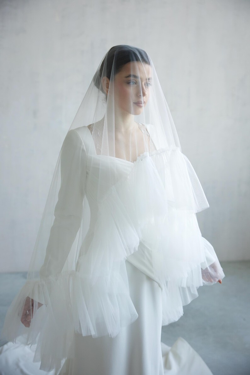 Ruffle Veil Veil With Ruffle Trim Ruffle Edge Veil Wedding Veil With ...