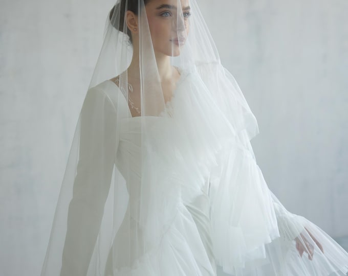 Ruffle Veil Veil With Ruffle Trim Ruffle Edge Veil Wedding Veil With ...