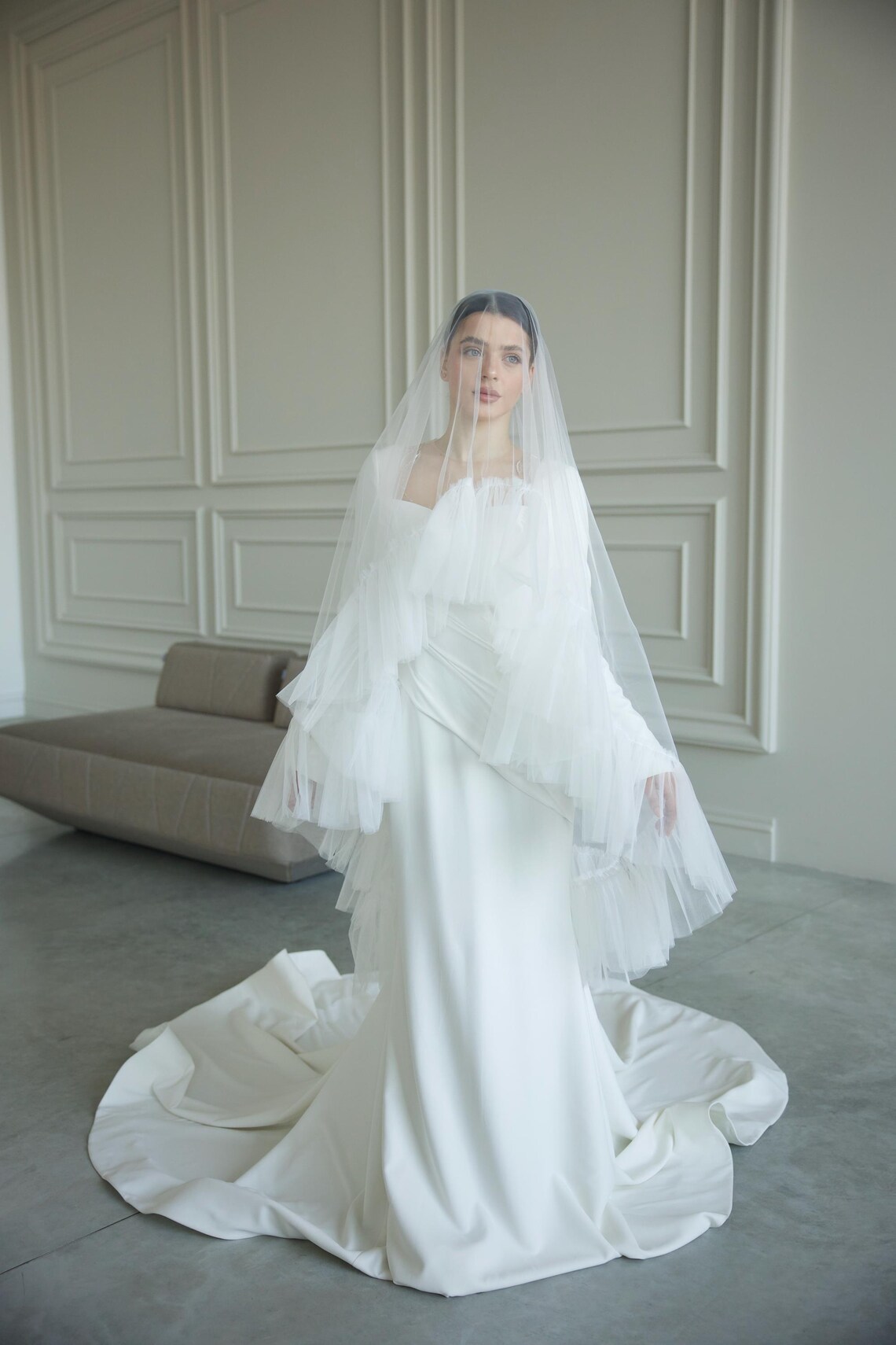 Ruffle Veil Veil With Ruffle Trim Ruffle Edge Veil Wedding Veil With ...