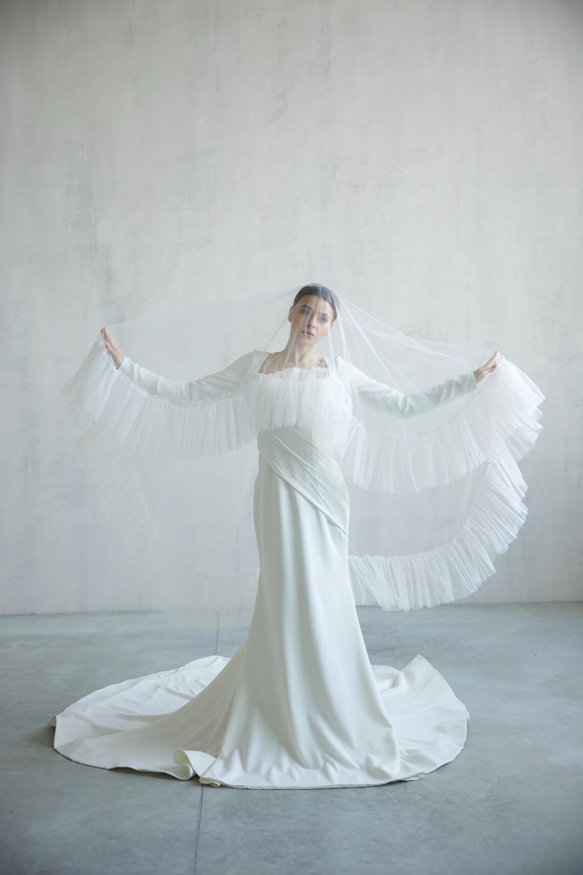 Ruffle Veil Veil With Ruffle Trim Ruffle Edge Veil Wedding Veil With ...