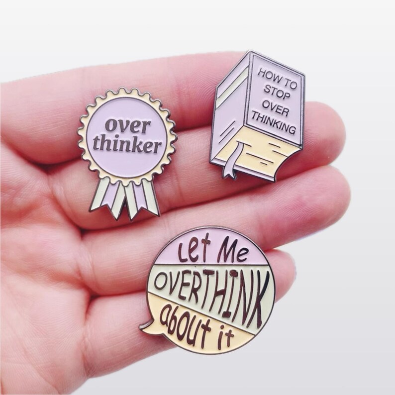 Overthinking Enamel Pins - Mental Health Awareness Badge Gifts - Funny ...