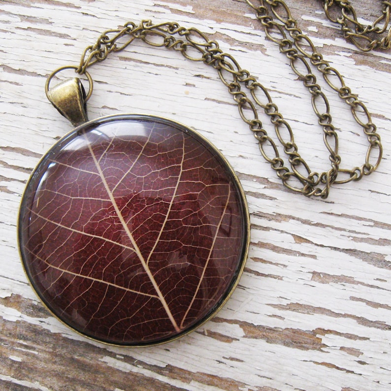 Deep Red Leaf Necklace | Etsy