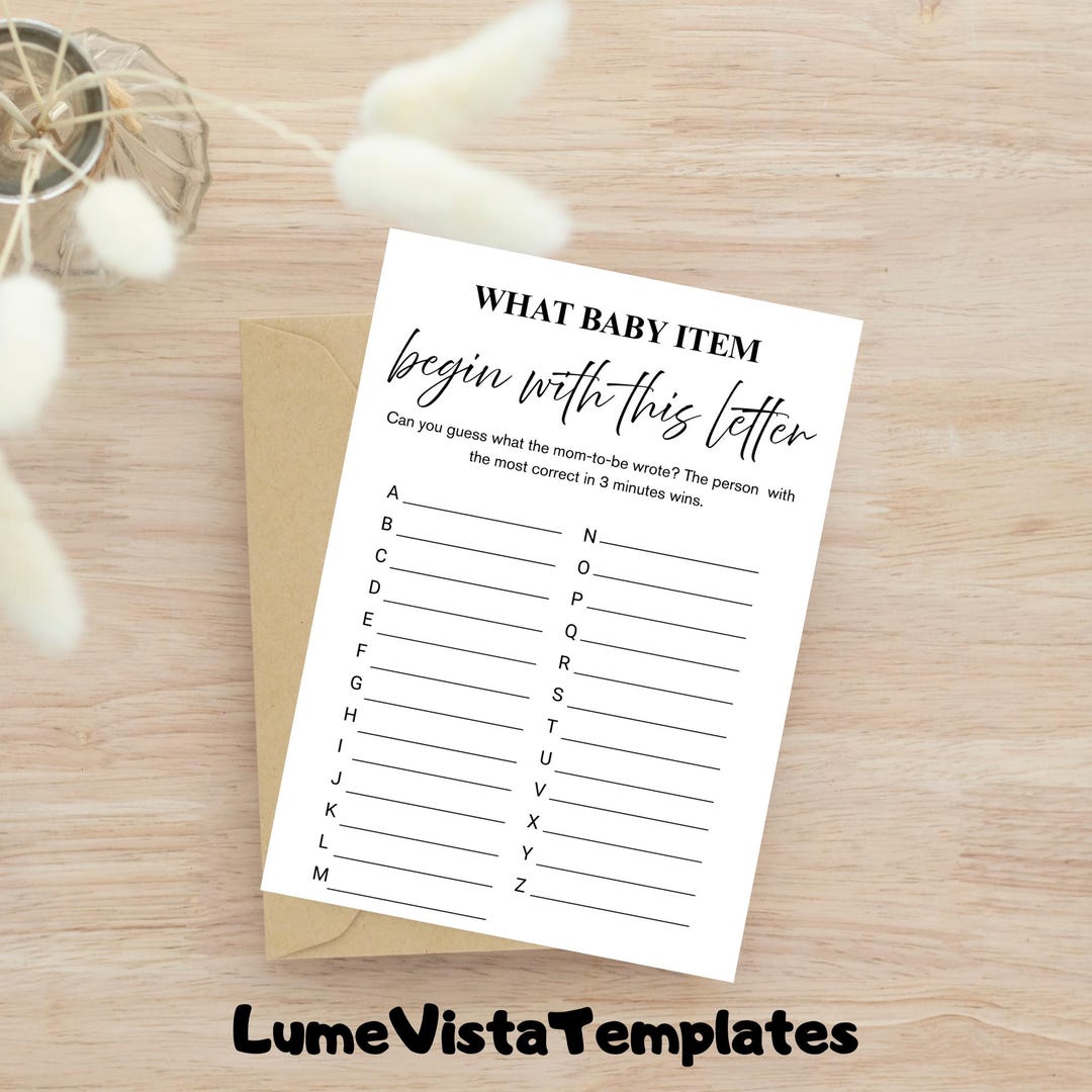 Alphabet Baby Shower Game: Editable Canva Template (instant Download ...