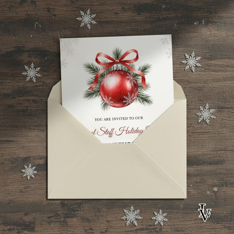 Annual Staff Holiday Party Invitation – Editable Christmas Office Party ...