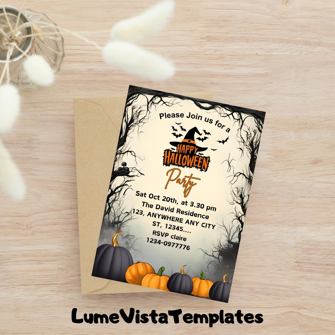 Pumpkin Carving Party Invitation, Editable Halloween Party Invitation ...