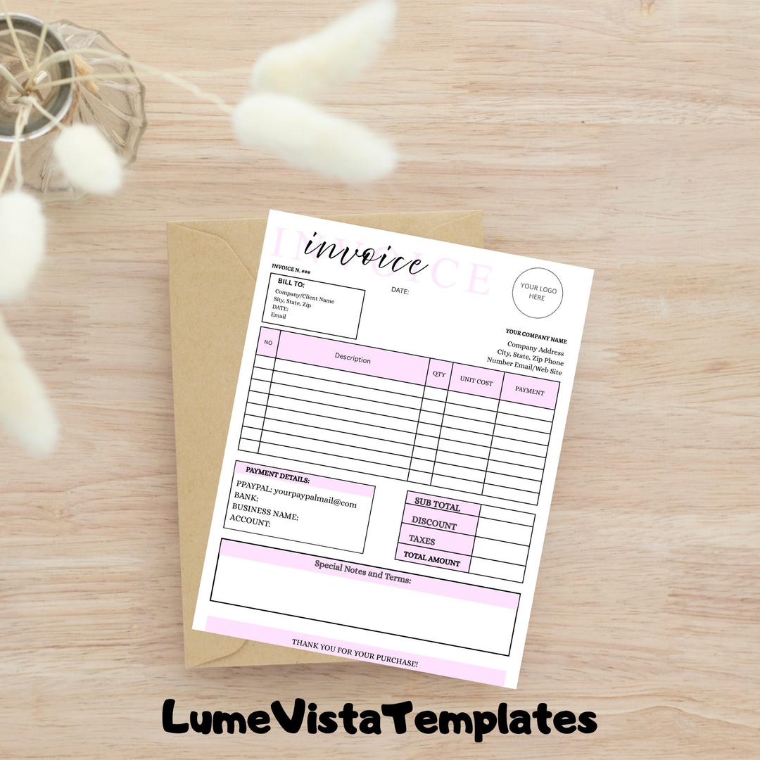 Sales Invoice Template, DIY Invoice Template Design, Beauty Business ...