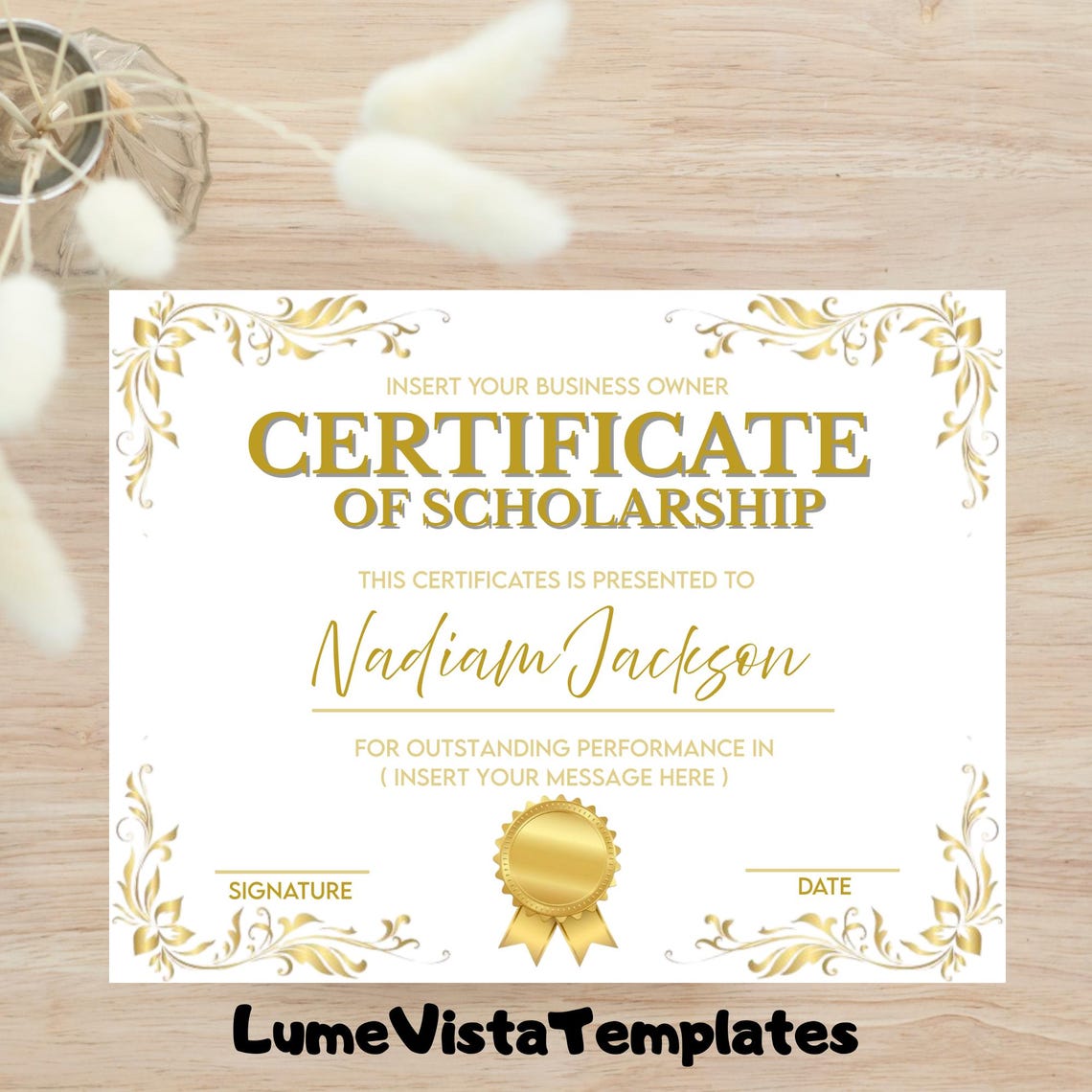 Scholarship Certificate Template: Canva Award, Course Completion (PDF ...