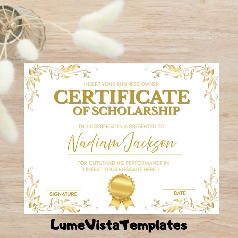 Certificate of Scholarship, Scholarship Template, Scholarship Award ...
