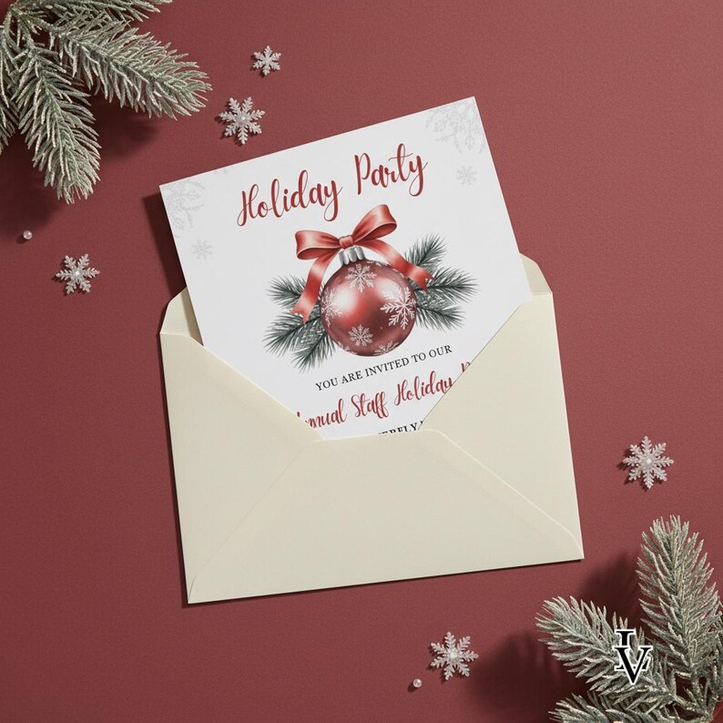 Annual Staff Holiday Party Invitation – Editable Christmas Office Party ...