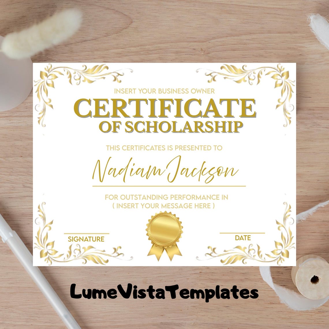 Scholarship Certificate Template: Canva Award, Course Completion (PDF ...