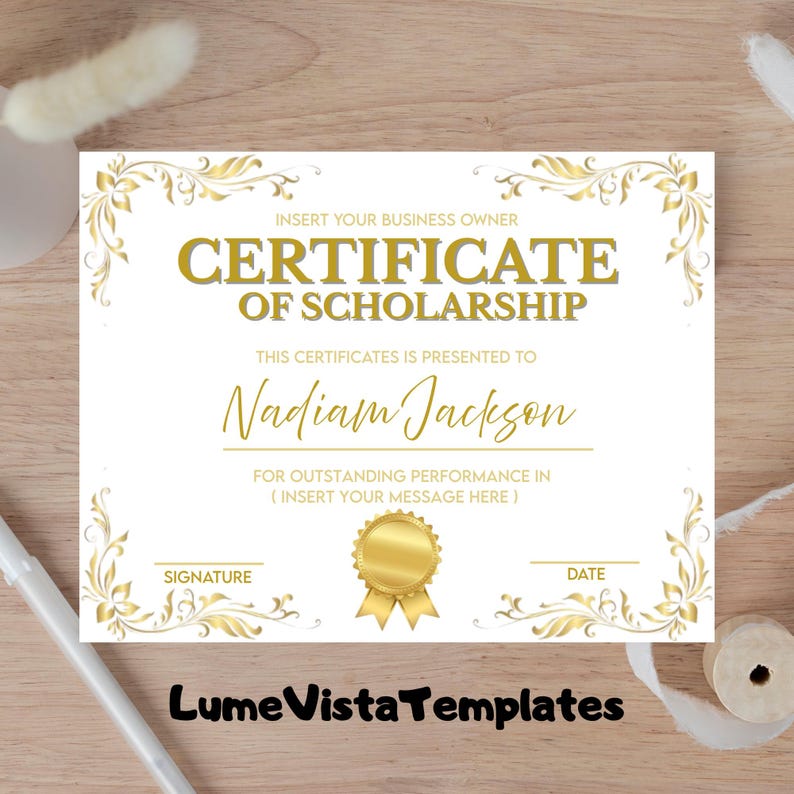 Certificate of Scholarship, Scholarship Template, Scholarship Award ...