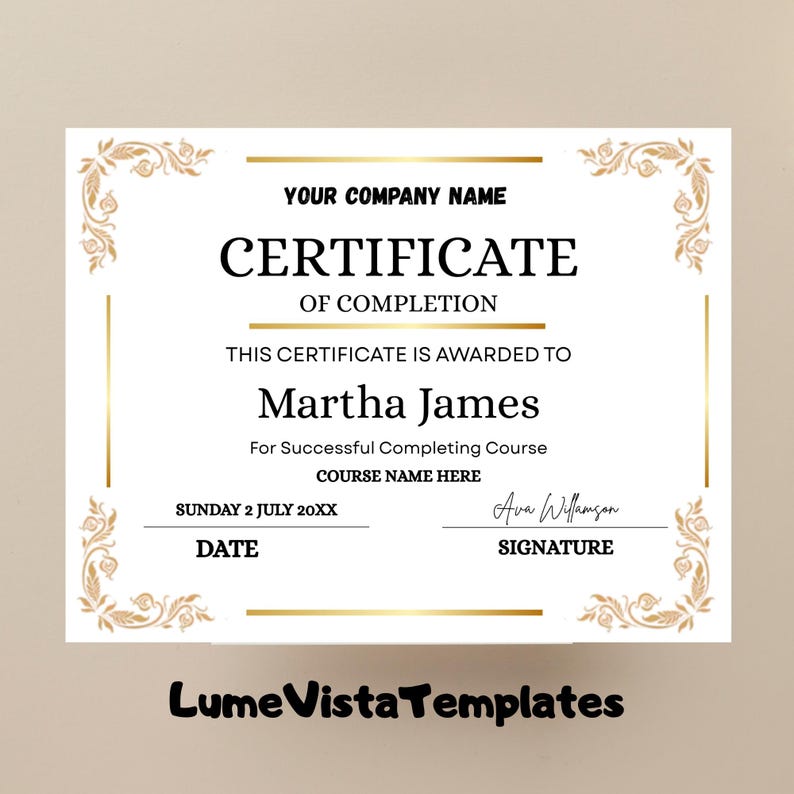 Editable Course Completion Certificate Template: Beauty Award Canva ...