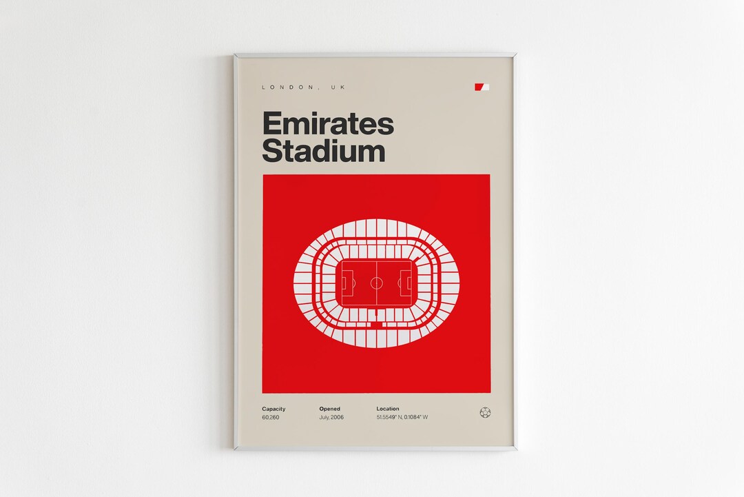 Emirates Poster, Arsenal Poster, Emirates Stadium Print, Soccer Gifts ...
