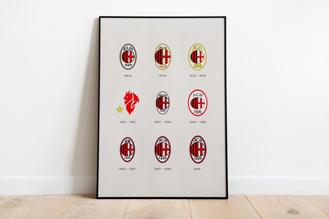 Milan Logo Poster, AC Milan Logo, Soccer Gifts, Soccer Wall Art, Milan ...