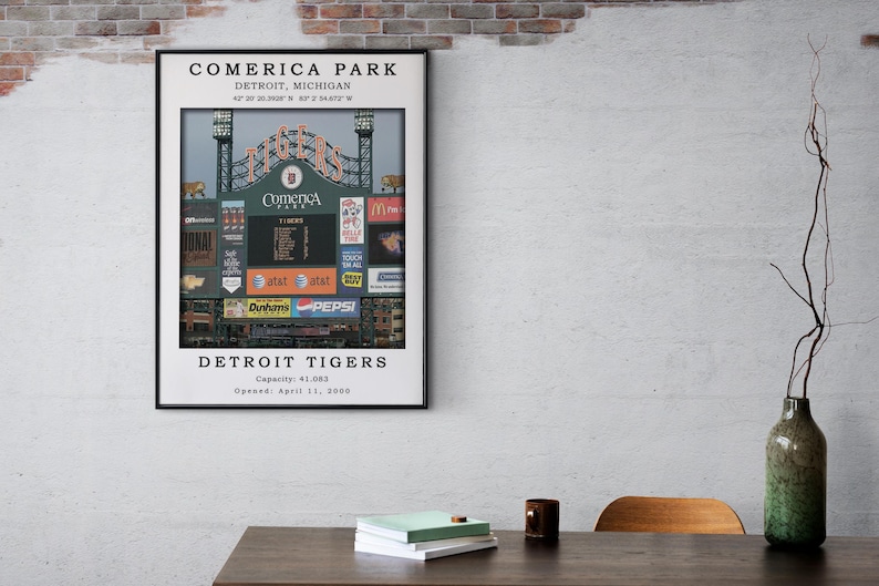 Detroit Tigers Poster, Comerica Park Stadium Poster, Minimalist wall ...