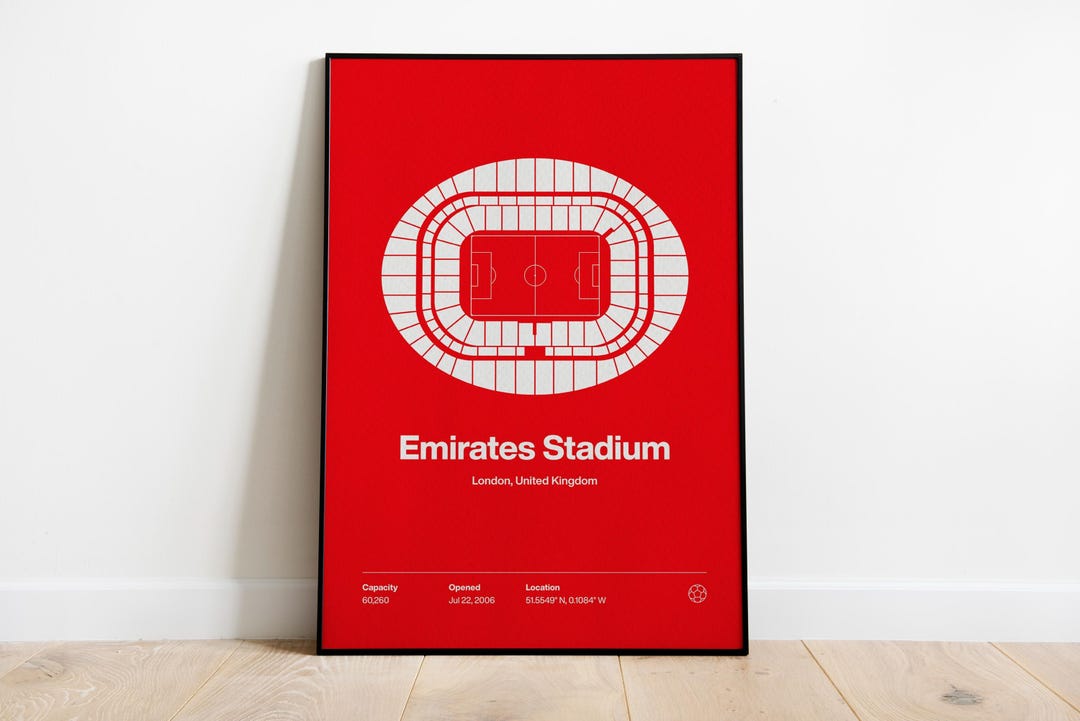 Emirates Poster, Arsenal Poster, Emirates Stadium Print, Soccer Gifts ...