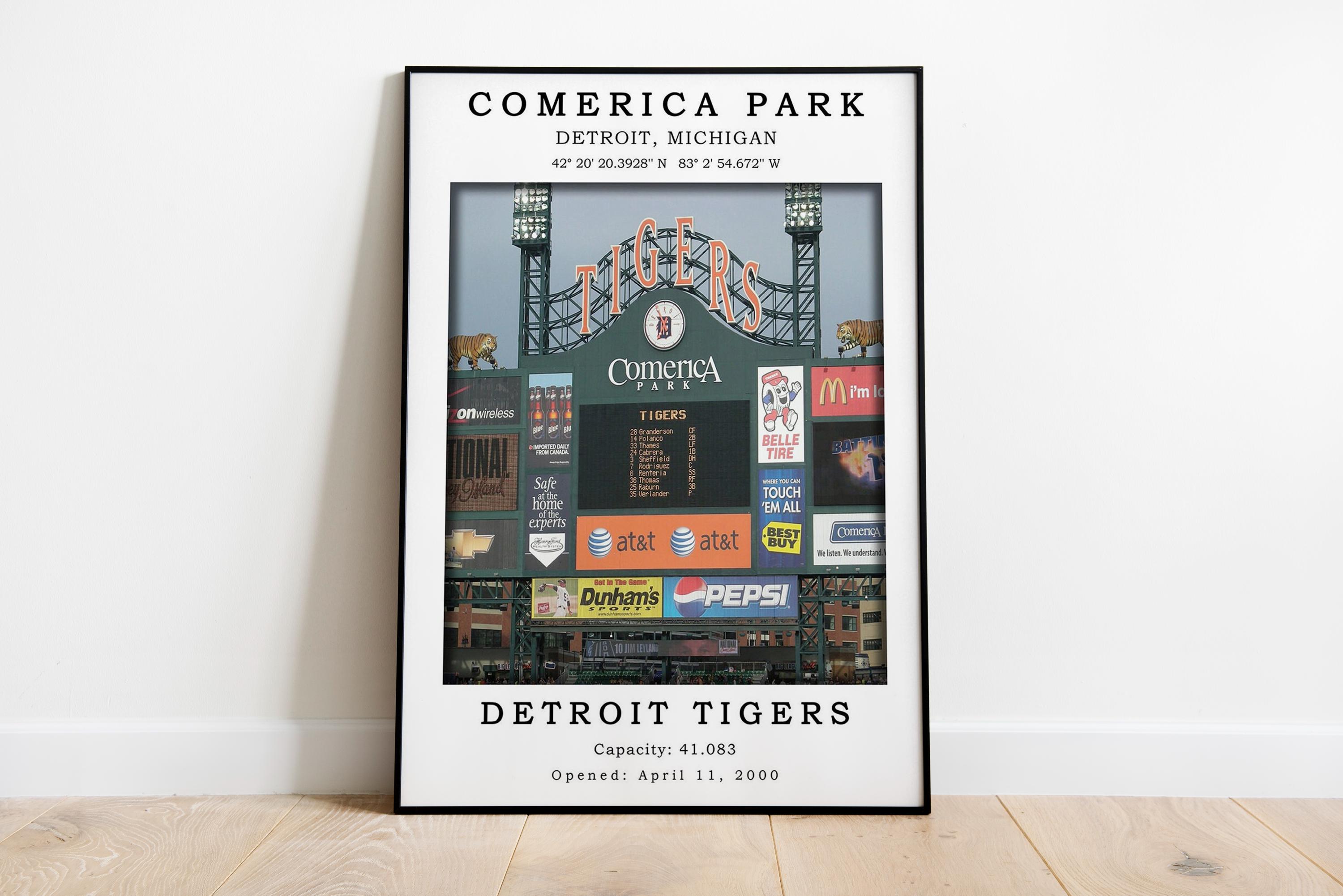 Detroit Tigers Poster, Comerica Park Stadium Poster, Minimalist wall ...