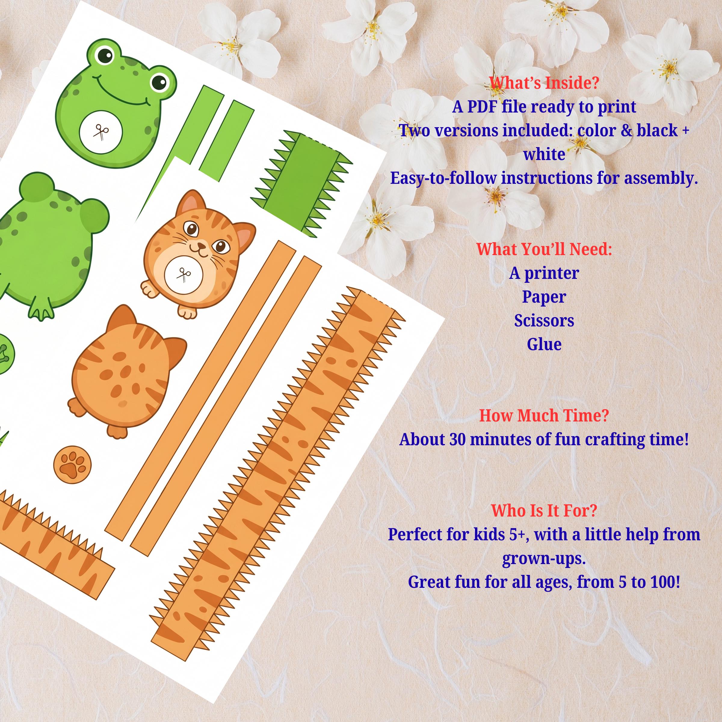 DIY Clicker Toy Printable, Animal Paper Craft, Sensory Fidget Toy (PDF ...