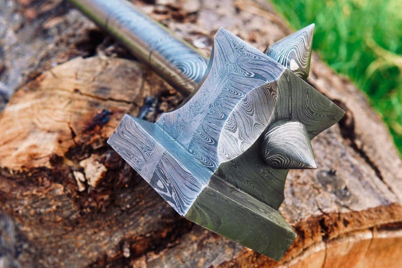 Hand-forged Damascus Steel War Hammer: Medieval Viking Battle Hammer - Etsy