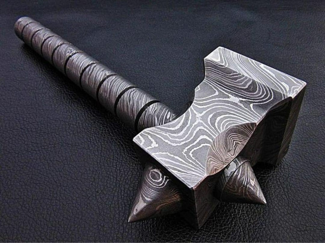 Hand-forged Damascus Steel War Hammer: Medieval Viking Battle Hammer - Etsy