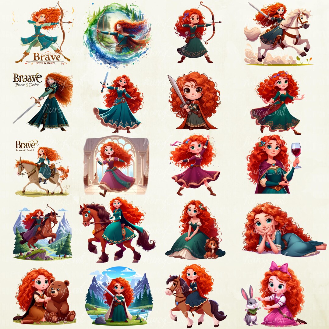 Brave Clipart 20 Png Bundle, Merida Png, Brave Png Files for Cricut and ...