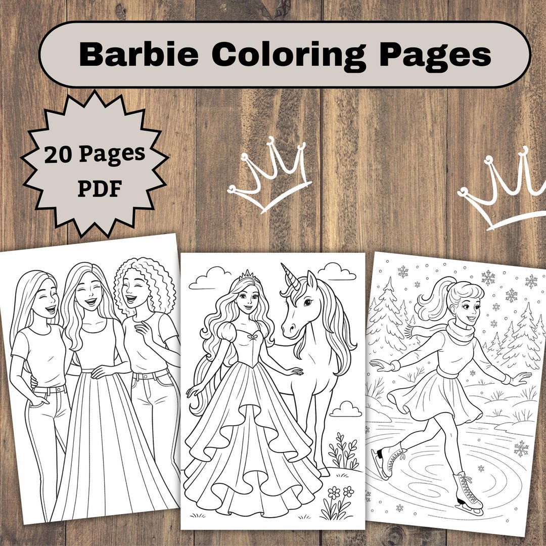 Barbie Coloring Fun for Kids 20 Printable Pages – Instant Download! - Etsy