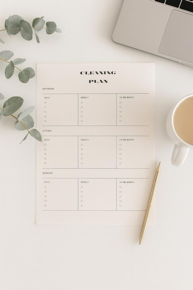 Cleaning Planner Printable | Minimalist House Cleaning Schedule | Daily ...