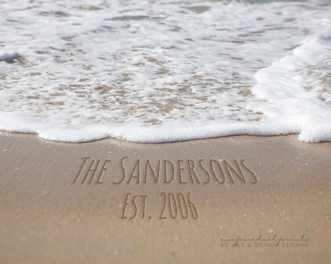 Beach Decor, Personalized Names in Sand Photo, Anniversary Gift ...