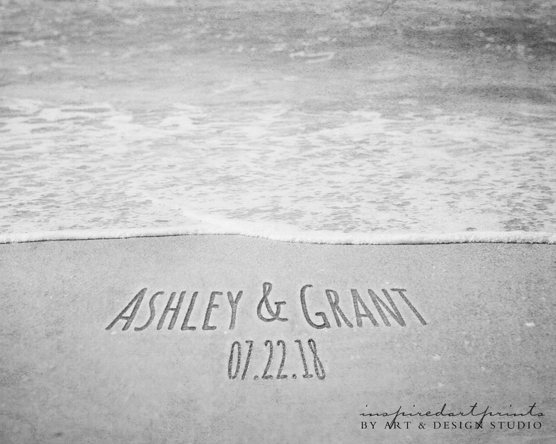 Message in Sand, Names in Sand Personalized Photo, Beach Wedding Gift ...