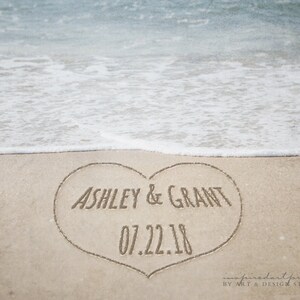 Message in Sand, Names in Sand Personalized Photo, Beach Wedding Gift ...