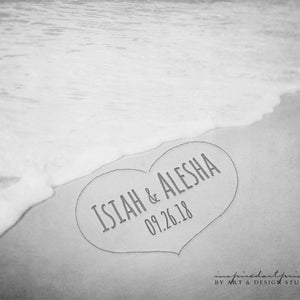 Names in Sand Personalized Print, Beach Writing, Beach Theme Wedding ...