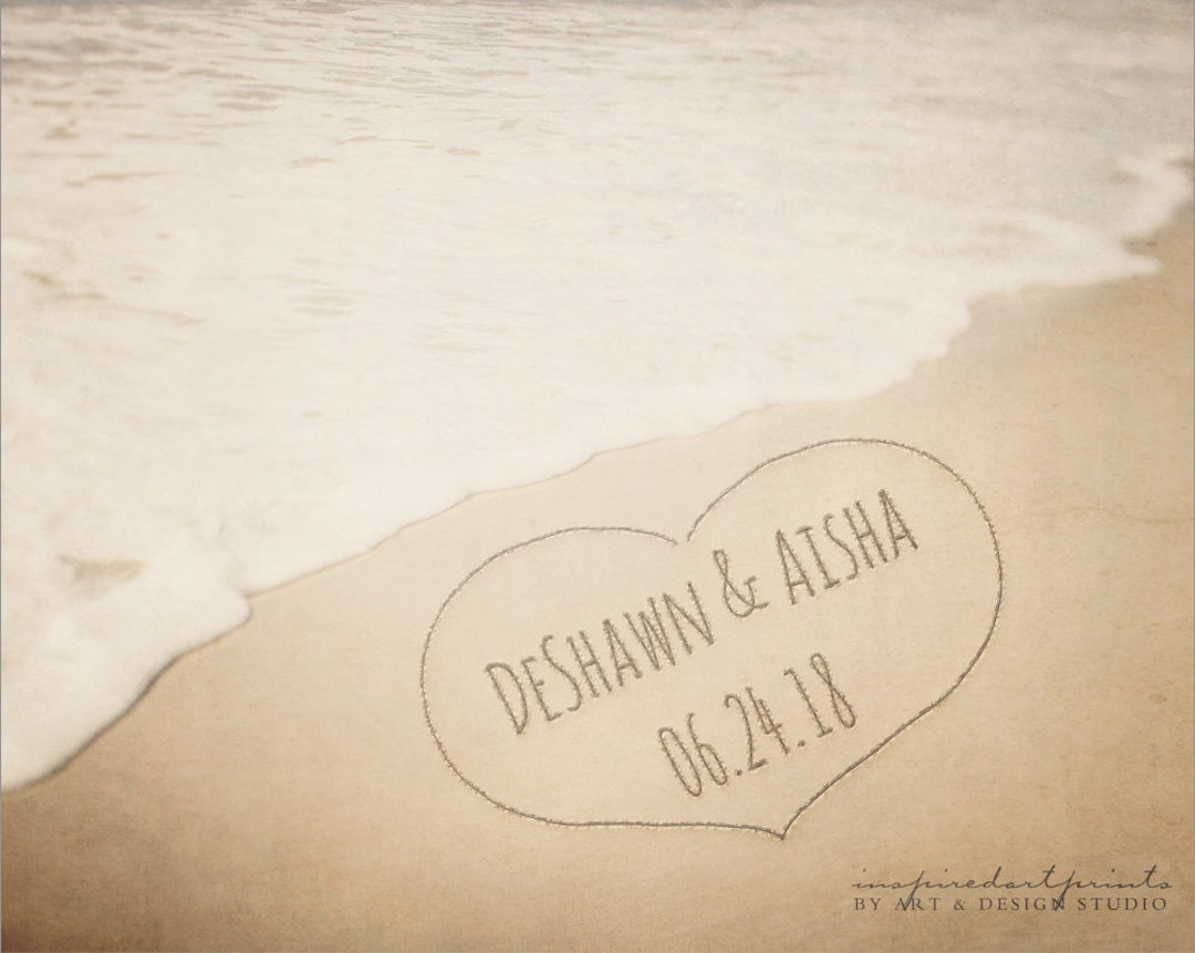 Names in Sand Personalized Print, Beach Writing, Beach Theme Wedding ...