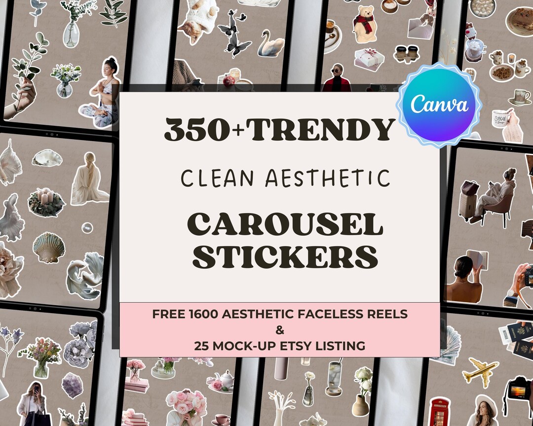 350+ Aesthetic Instagram Carousel Stickers, Canva Templates, Faceless ...