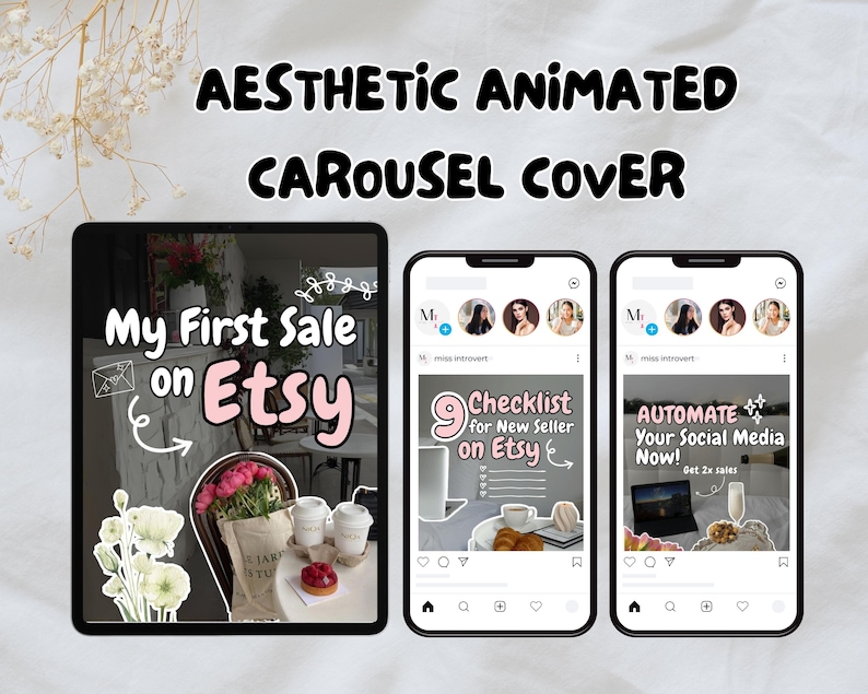 Instagram Carousel Cover Templates, Aesthetic Carousel Templates ...