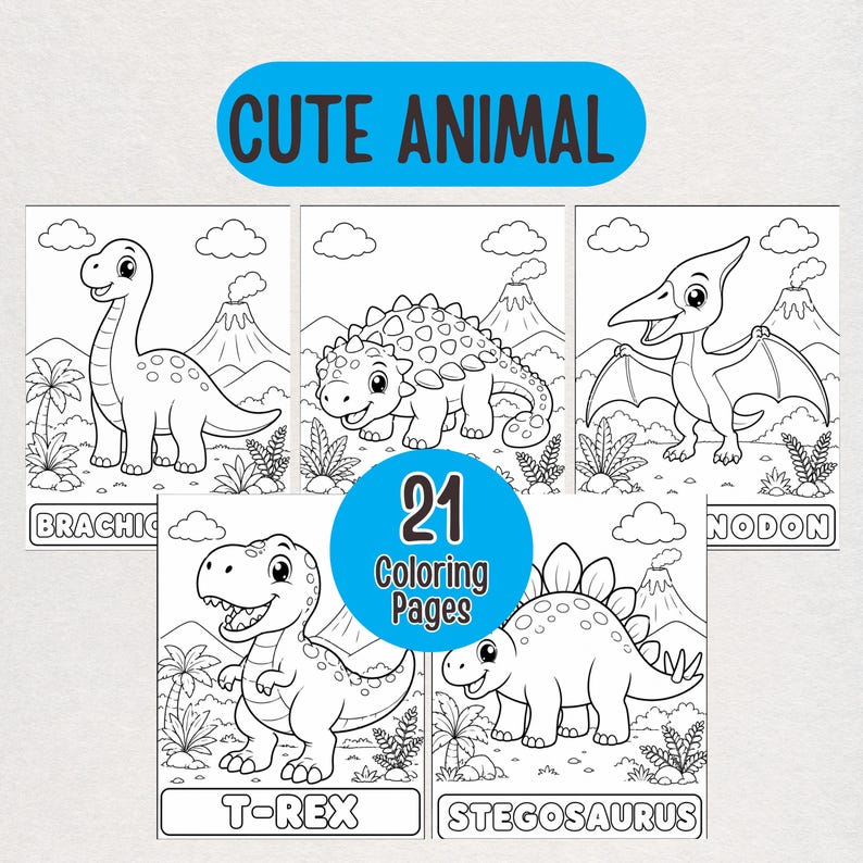 Dinosaur Coloring Book for Kids | Bold Easy Pages | Freebie Alphabet ...