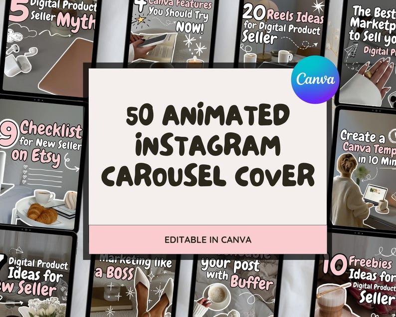 50 Animated Instagram Carousel Canva Templates – Editable Covers for ...