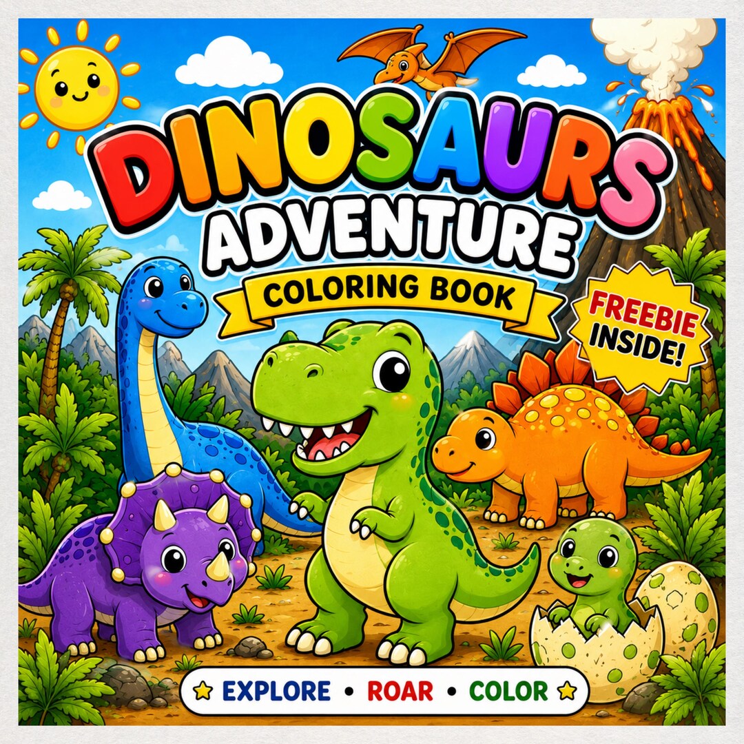 Dinosaur Coloring Book for Kids | Bold Easy Pages | Freebie Alphabet ...