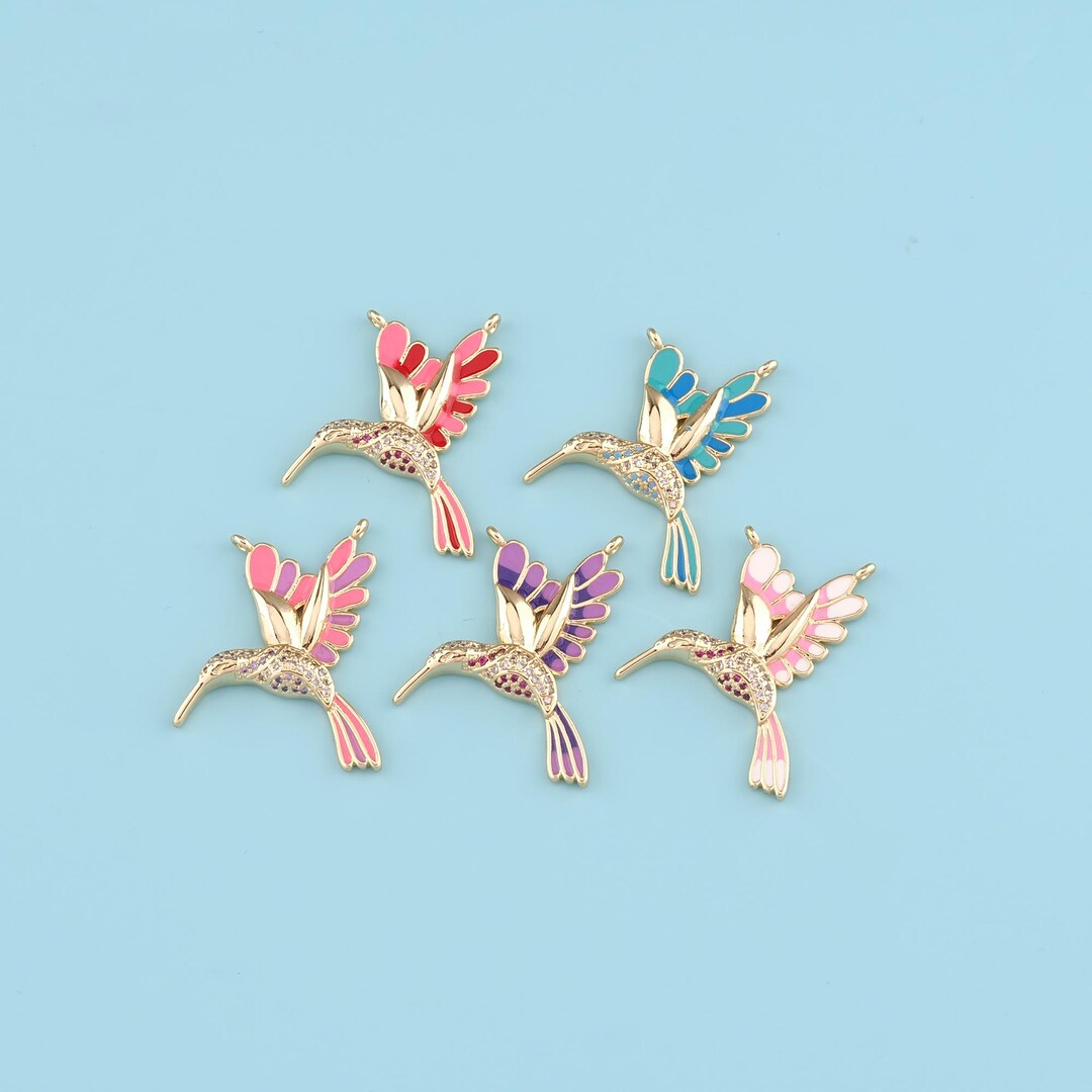18K Gold Filled Hummingbird Pendant,cz Micro Pave Exquisite Bird Charm ...