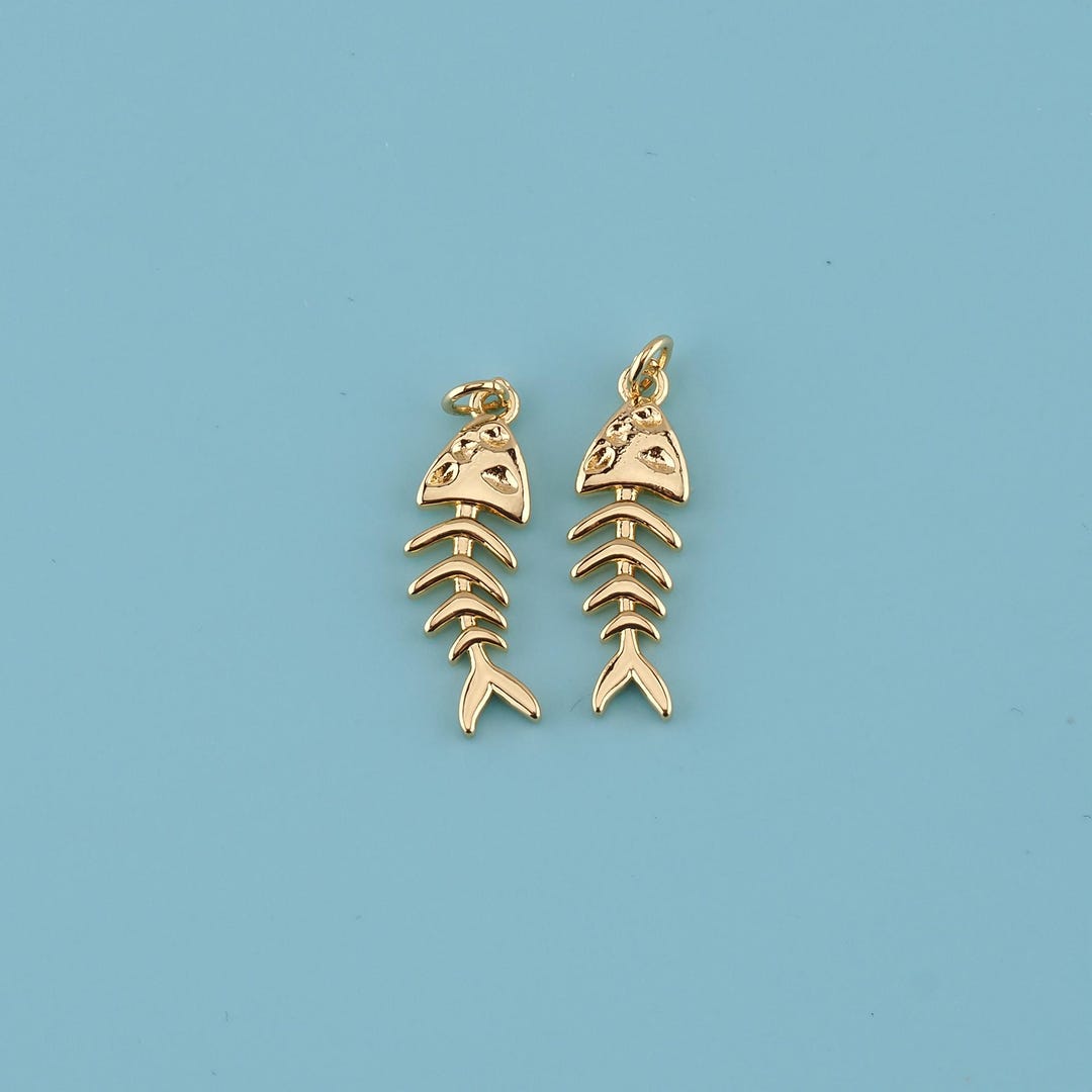 18K Gold Filled Fish Bone Pendant,skeleton Necklace,dainty Fishbone ...