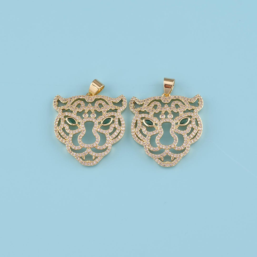 18K Gold Filled Tiger Pendant,cz Micro Pave Tiger Personalized Pendant ...